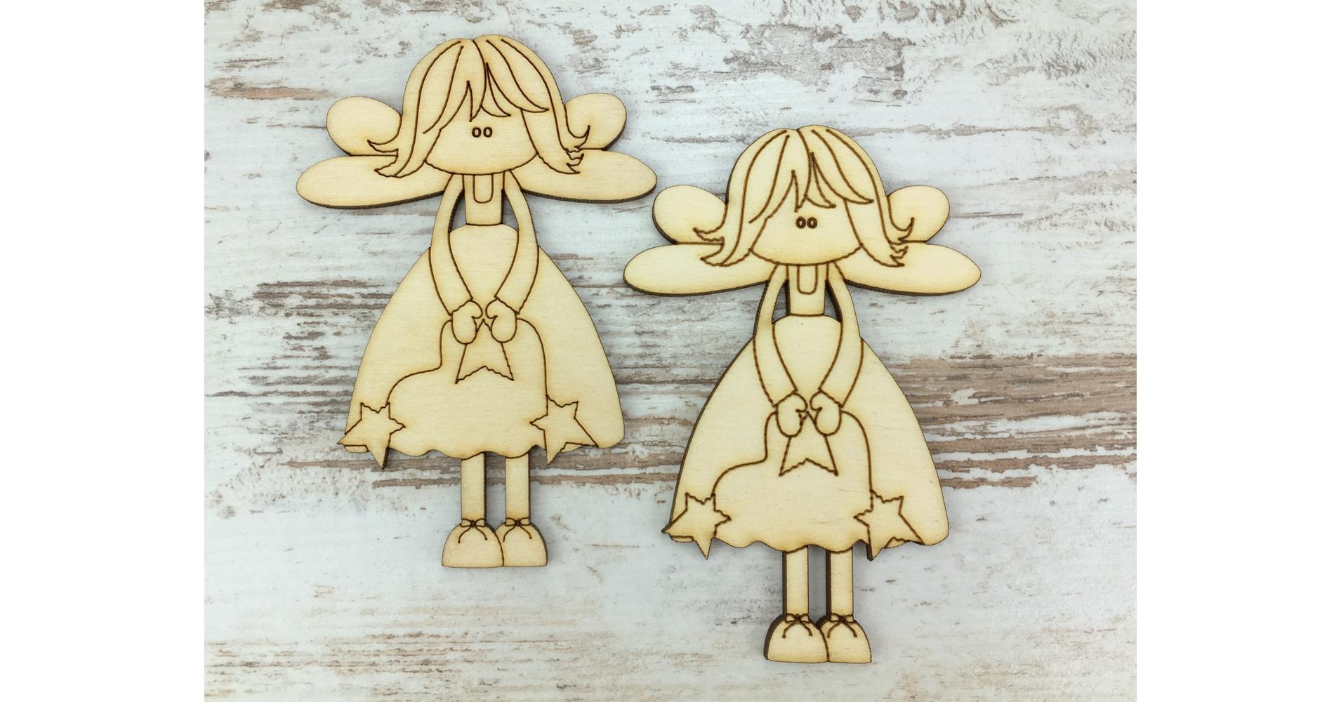 Natúr fa - Angyal csillagos 10cm 2db/csomag - Karácsony - corollakft